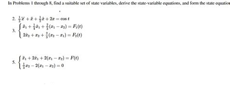 Solved In Problems Through Find A Suitable Set Of State Chegg