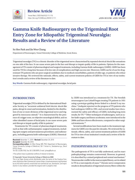 Pdf Gamma Knife Radiosurgery On The Trigeminal Root Entry Zone For