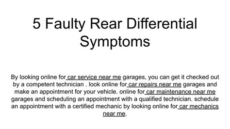 Ppt 5 Faulty Rear Differential Symptoms Powerpoint Presentation Free