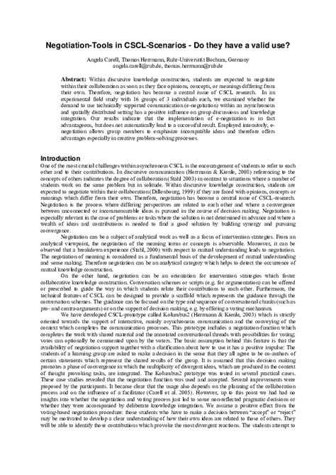 Pdf Negotiation Tools In Cscl Scenarios