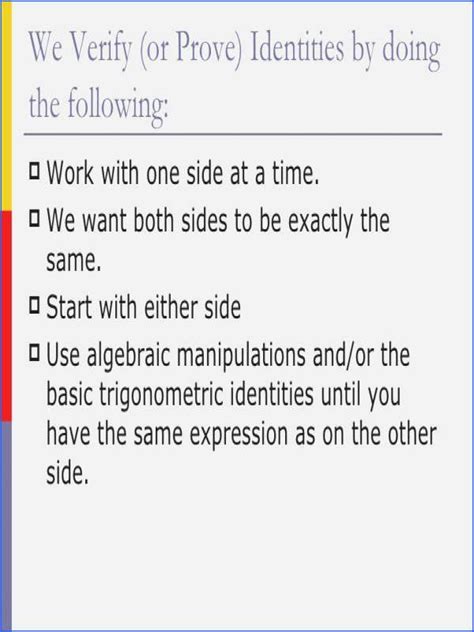 Verify Trig Identities