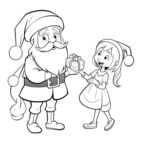 소녀에게 선물을 주는 만화 산타클로스 색칠하기 크리스마스 색칠 산타 선물 크리스마스 산타 Png 일러스트 및 이미지 에 대한 무료 다운로드 Pngtree
