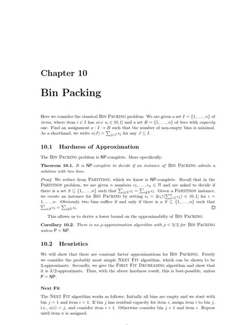 Bin Packing 101 Hardness Of Approximation Pdf Time Complexity