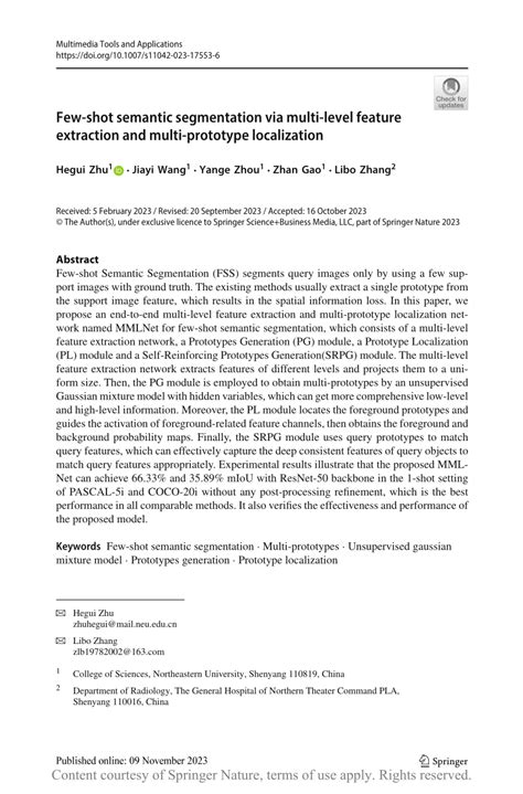 Few Shot Semantic Segmentation Via Multi Level Feature Extraction And