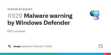 Malware Warning By Windows Defender · Issue 929 · Gopeedlabgopeed · Github