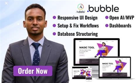 develop a web app mvp or website on bubble io responsive openai api