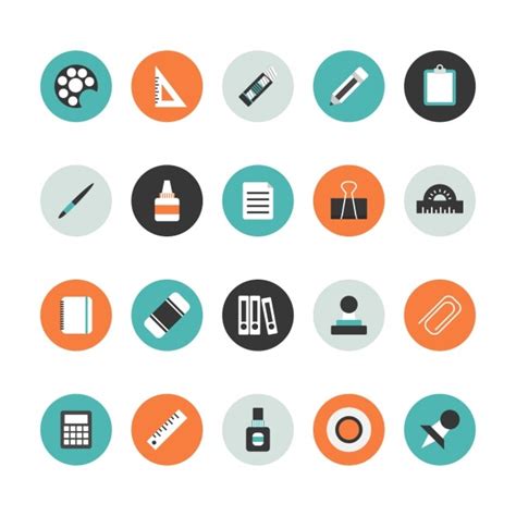 Colección De Iconos De Material Escolar Vector Gratis