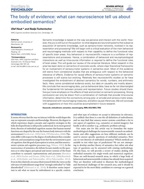 Pdf The Body Of Evidence What Can Neuroscience Tell Us About