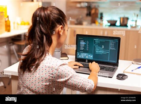 Woman Hacker Using Dangerous Virous To Steal Bank Information Programmer Writing A Malware For