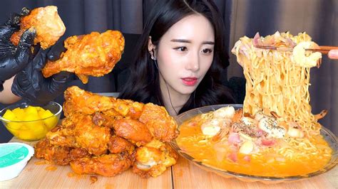 푸라닭 신메뉴 투움바치킨에 투움바 신라면 먹방 Asmr Mukbangㅣ꾸덕꾸덕한 리얼사운드를 좋아하는 사람들을 위한 영상 ㅣeating Sounds Youtube