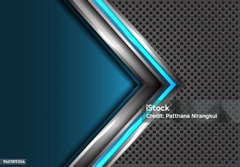 회색 원형 메쉬 디자인 현대 미래 배경 벡터 일러스트 레이 션에 빈 공간을 가진 추상 블루 실버 화살표 0명에 대한 스톡 벡터 아트 및 기타 이미지 Istock