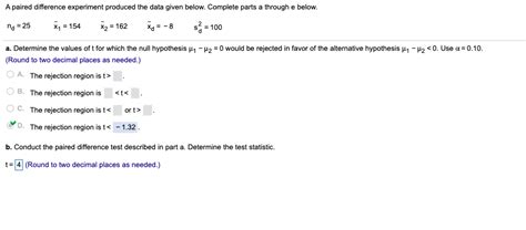 Solved Conduct The Paired Difference Test Described In Part