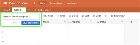 adding descriptions in airtable airtable support