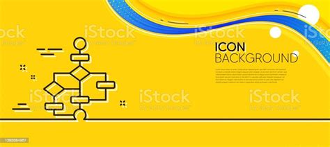 블록 다이어그램 선 아이콘입니다 경로 구성표 기호입니다 최소 라인 노란색 배너 벡터 0명에 대한 스톡 벡터 아트 및 기타 이미지 0명 고급 그래프 Istock