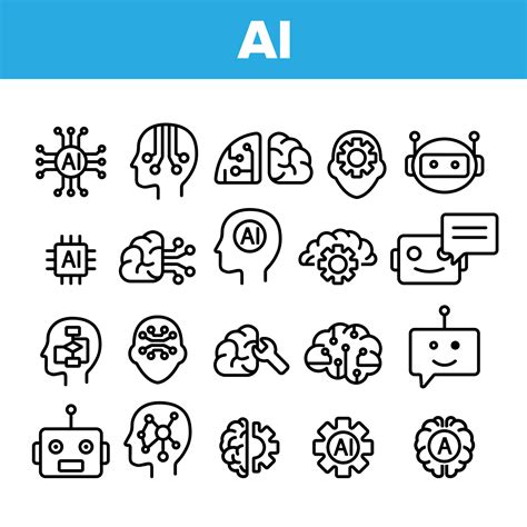Artificial Intelligence Elements Vector Icons Set 9991831 Vector Art At
