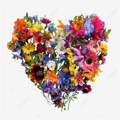 특별한 날을 위한 다채로운 꽃 하트 배열 마음 준비 꽃들 Png 일러스트 및 이미지 에 대한 무료 다운로드 Pngtree