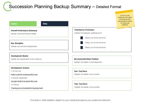 Succession Planning Backup Summary Detailed Format Technical Ppt Powerpoint Presentation File
