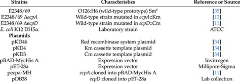 List Of The Strains And Plasmids Used Download Scientific Diagram