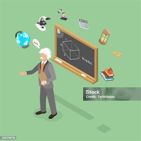 학교 교육자의 3d 아이소 메트릭 플랫 벡터 일러스트 레이 션 3차원 형태에 대한 스톡 벡터 아트 및 기타 이미지 3차원 형태 가리키기 강사 Istock
