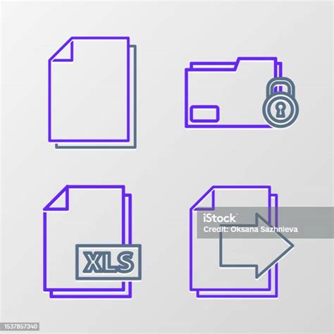 줄 설정 다음 페이지 화살표 Xls 파일 문서 폴더 및 잠금 및 문서 아이콘 벡터 누름 버튼에 대한 스톡 벡터 아트 및 기타 이미지 누름 버튼 다운로드 다중 색상