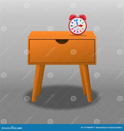Alarm Clock On Wooden Bedside Table Stock Vector Illustration Of Isolated Clock 157580099