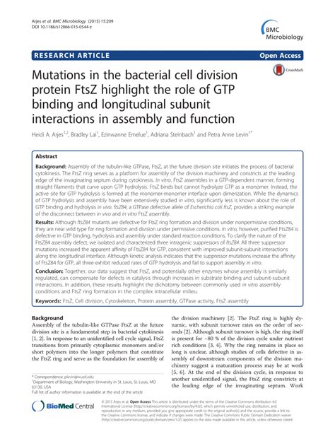 pdf mutations in the bacterial cell division protein ftsz highlight