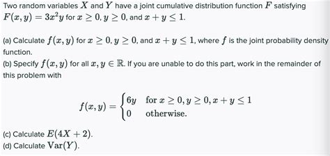 Solved Two Random Variables X And Y Have A Joint Cumulative