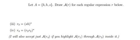 solved let a {b h s} draw a r for each regular expression