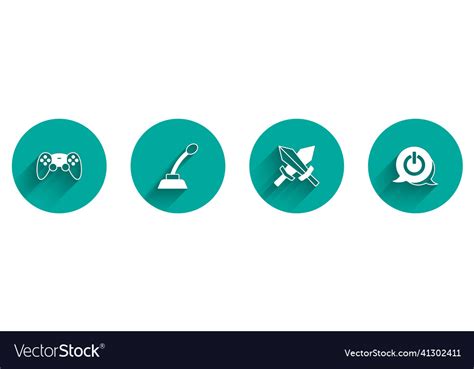 Set Game Controller Or Joystick Microphone Sword Vector Image