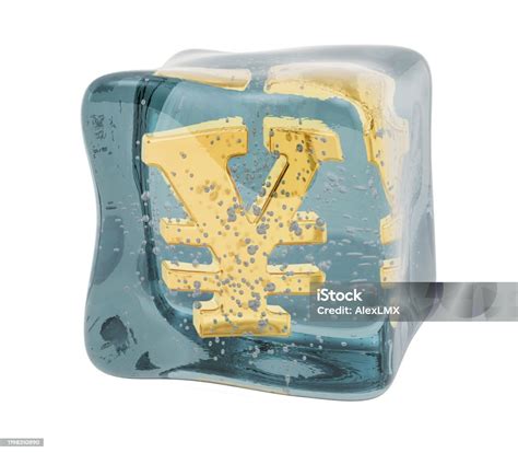 엔 또는 위안 기호 얼음 큐브에 고정 흰색 배경에 고립 된 3d 렌더링 냉동된에 대한 스톡 사진 및 기타 이미지 냉동된 통화 각얼음 Istock