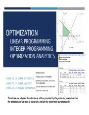 Optimization Pptx OPTIMIZATION LINEAR PROGRAMMING INTEGER PROGRAMMING OPTIMIZATION