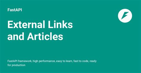 external links and articles fastapi