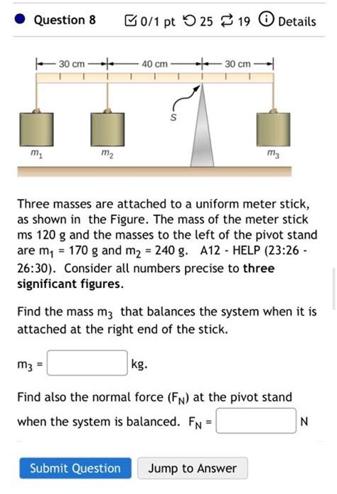 Solved Question 8 0 1 Pt 25 19 Details Three Masses Are