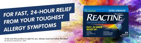 Reactine Extra Strength Antihistamine Tablets 10mg 24 Hour Relief Allergy Medicine 84 Count