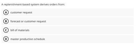 Solved A Replenishment Based System Derives Orders