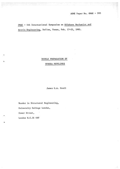 Pdf Buckle Propagation Of Subsea Pipelines