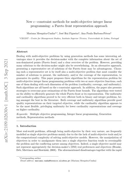 Pdf New Epsilon Constraint Methods For Multi Objective Integer