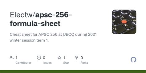 GitHub Electw Apsc Formula Sheet Cheat Sheet For APSC At UBCO During Winter