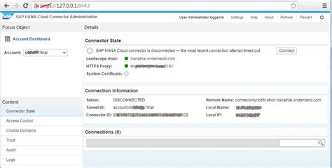 Solved Sap Hana Cloud Connector Is Disconnected Trial Sap Community