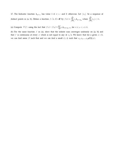 solved 17 the indicator function 1 has value 1 if x c