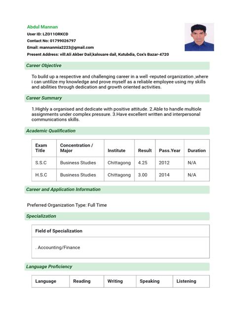 Abdul Mannan Cv Pdf