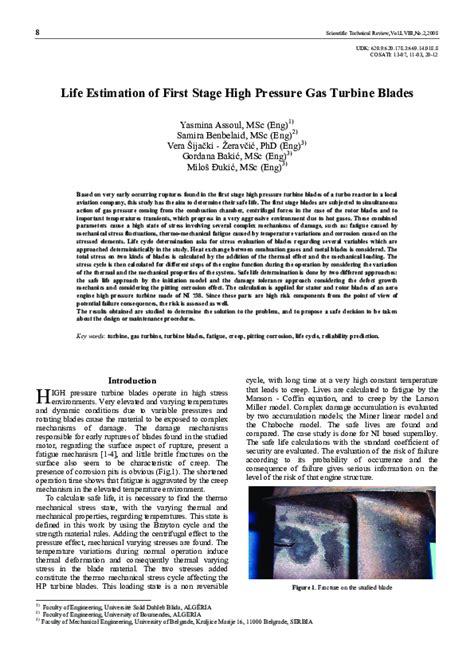Pdf Life Estimation Of First Stage High Pressure Gas Turbine Blades