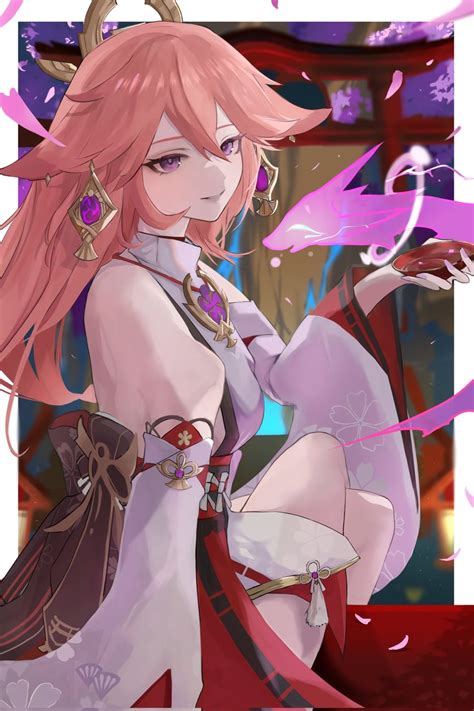 Yae Miko Genshin Impact Drawn By Nanaekakisan Danbooru