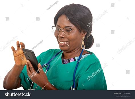 Beautiful Nurse Glasses Standing On White Stock Photo Shutterstock