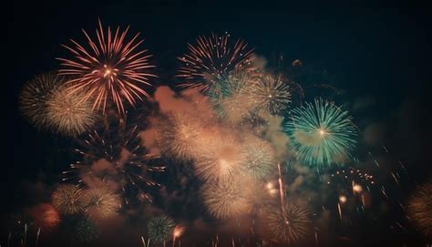 Premium Ai Image Explosive Fireworks Ignite The Night Sky In Vibrant