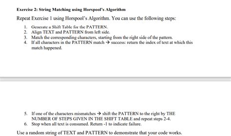 Solved Exercise String Matching Using Horspool S Chegg Com