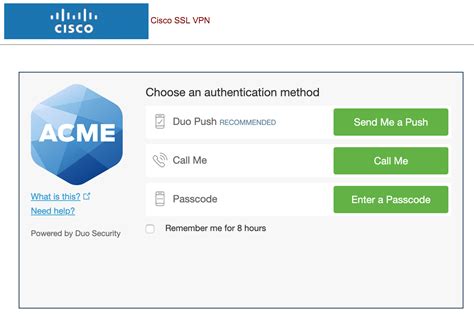 Cisco ASA SSL VPN For Browser And AnyConnect Duo Security