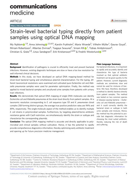 Pdf Strain Level Bacterial Typing Directly From Patient Samples Using Optical Dna Mapping