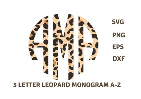 Circle Monogram Svg Leopard Monogram Alphabet 3 Letter Monogram