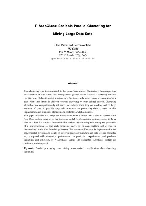 pdf p autoclass scalable parallel clustering for mining large data sets